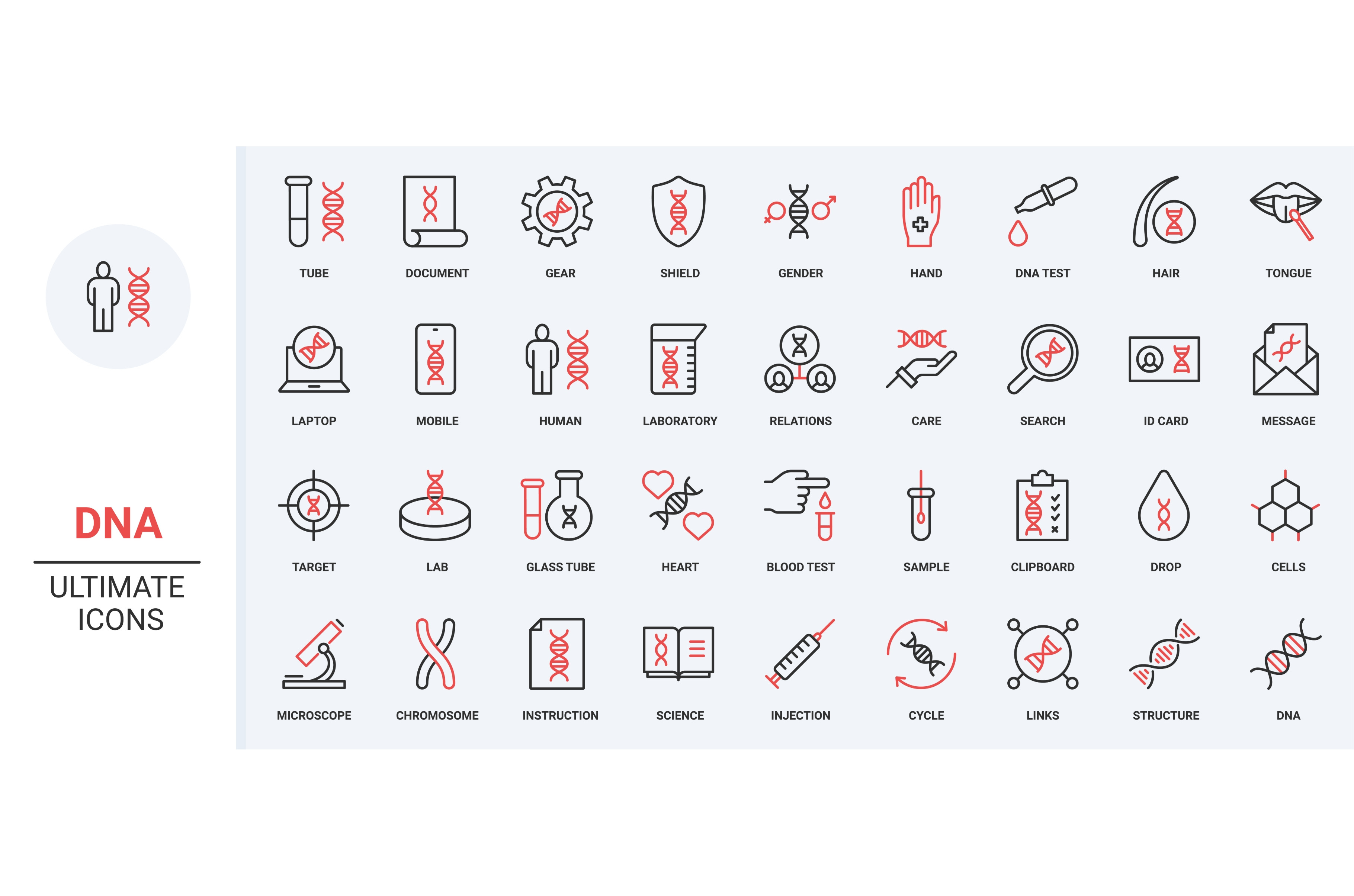 Genetic research human dna gene icon, an Illustration by Lemberg Vector