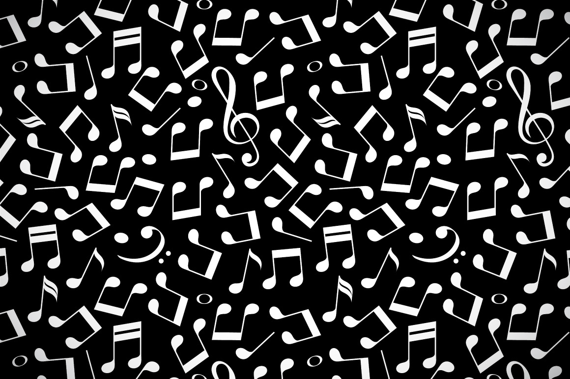 Black and white music notes pattern, a Pattern Graphic by Natalyon