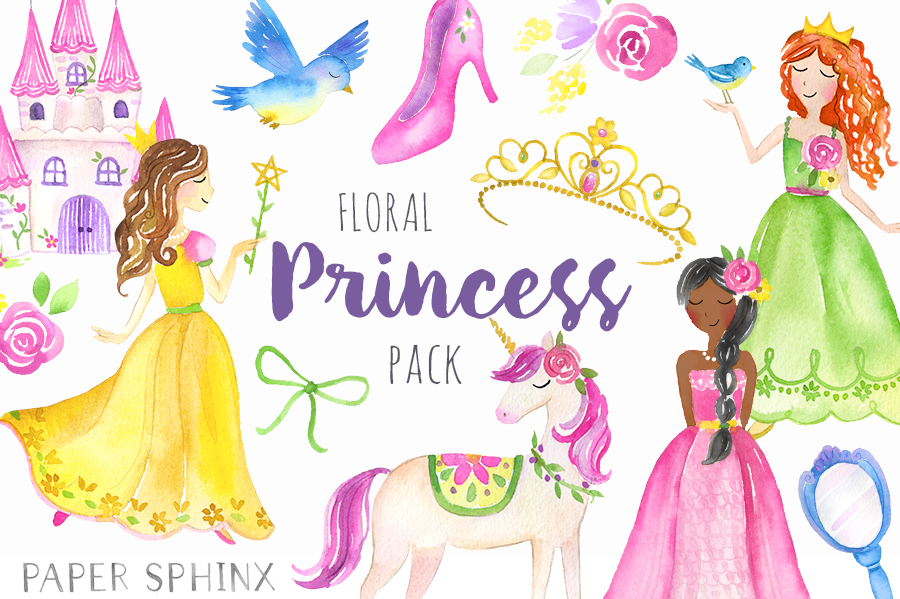 Watercolor Princess Pack, an Illustration by PaperSphinx
