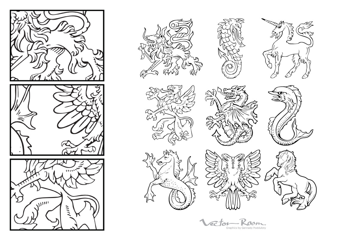 Heraldic Monsters Vol. I, an Illustration by Vector Room