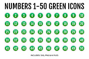 Numbers 1-50 Green Icons Style 2, an Icon by Designs By Alfredo