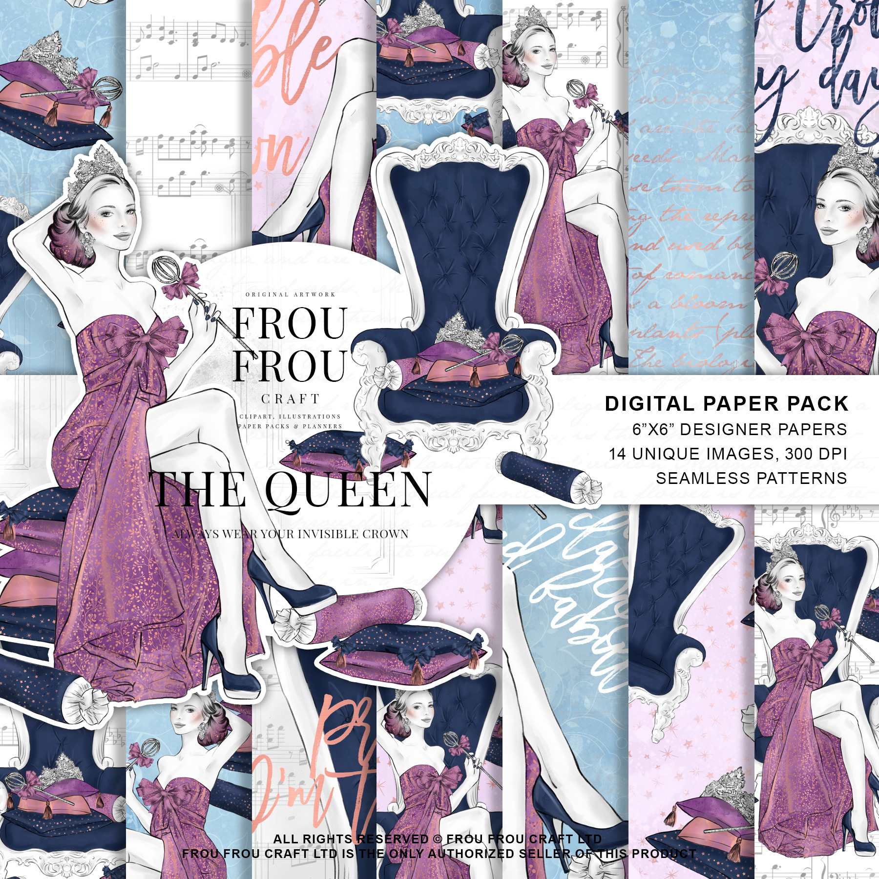 Fashion Party Girl Paper Pack, a Pattern Graphic by Frou Fou Craft