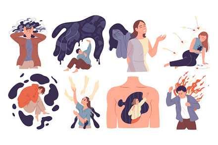 Sad and suffering girl loss of love | People Illustrations ~ Creative ...