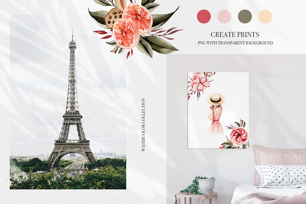 Spring in Paris Watercolor art, a Decorative Illustration by ...
