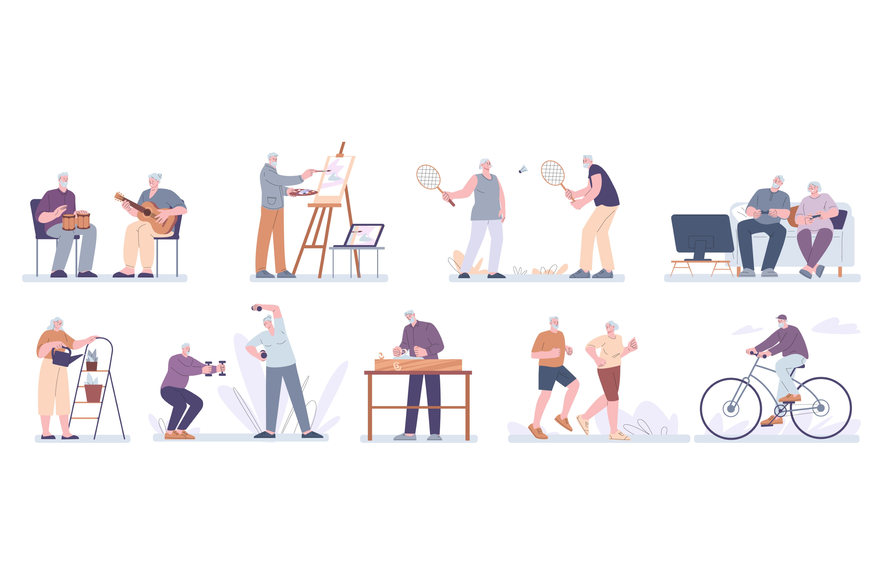 Seniors activities at home and | Background Graphics ~ Creative Market