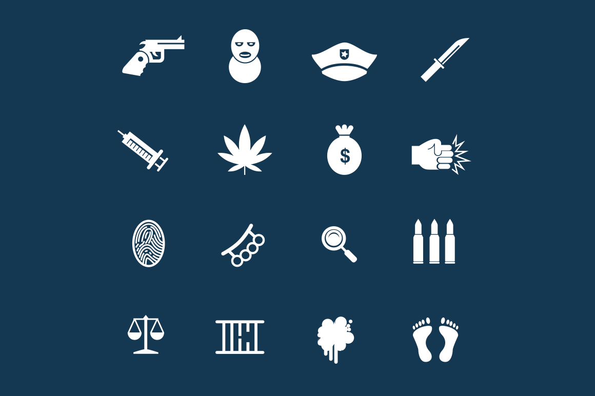 16 Crime Icons, an Icon by Creative VIP