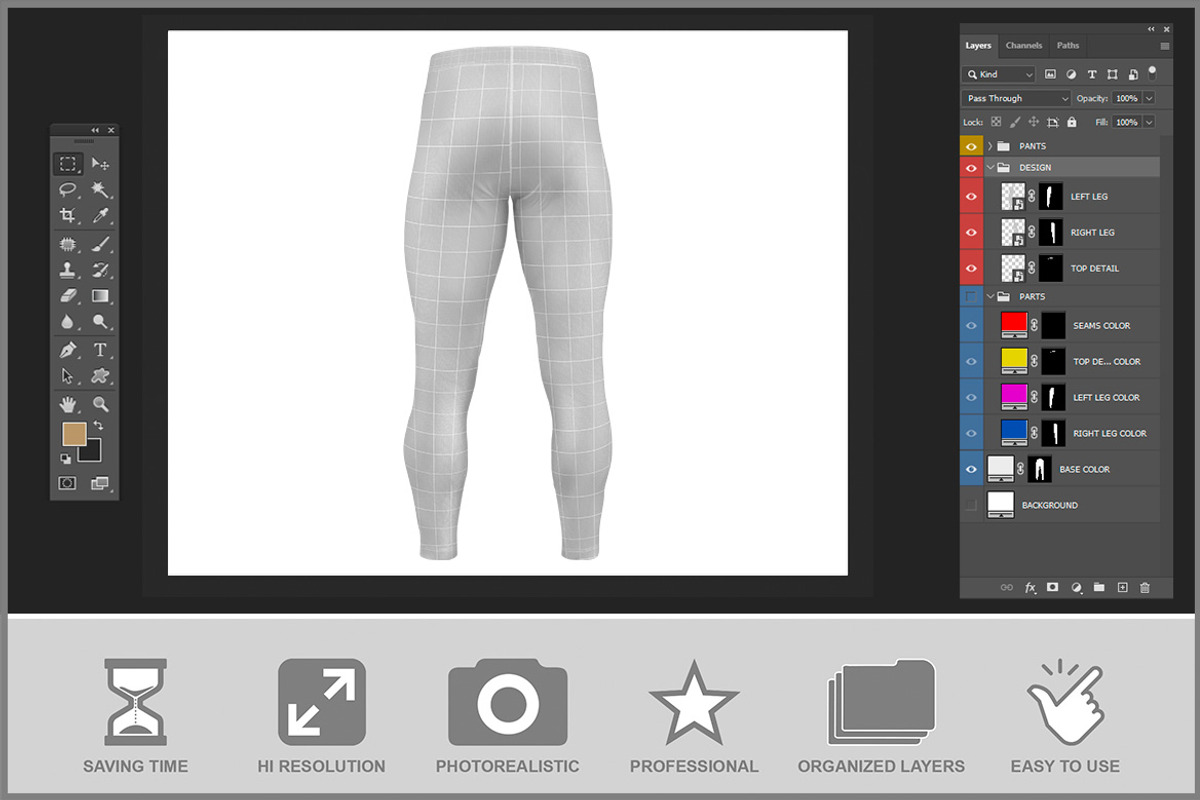 Pants Compression Back Mockup PSD, a Bottom Mockup by Bruno's Shop
