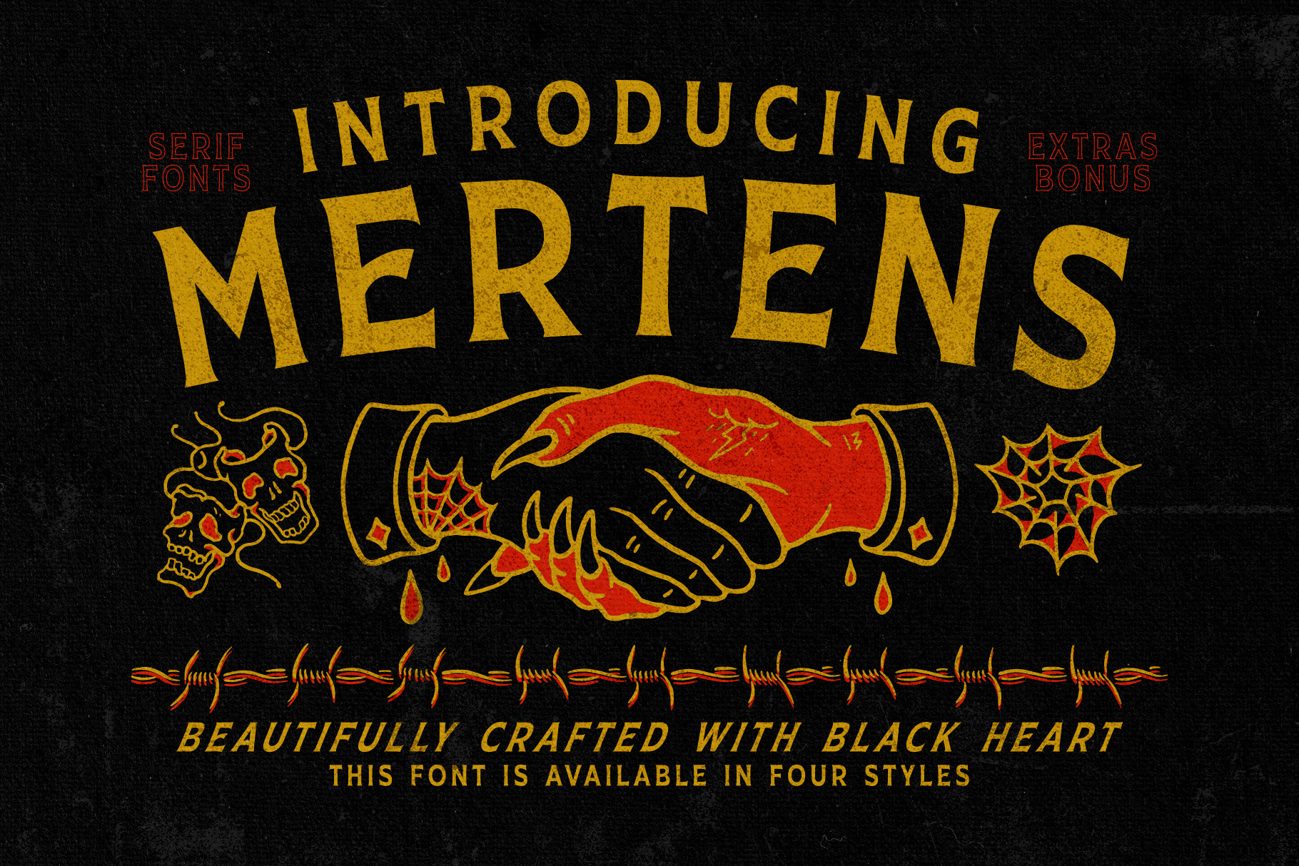 Mertens + Traditional Tattoo Extras, a Serif Font by goodsbyfloyd ...