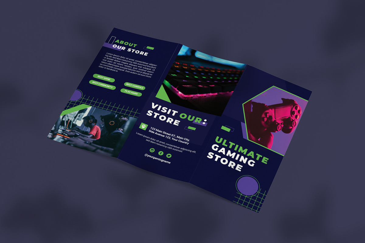 Gaming Store - Trifold Brochure, a Brochure Template by VUNIRA