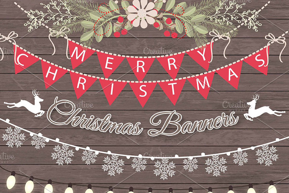 Vector christmas banners/lights, a Decorative Illustration by ...