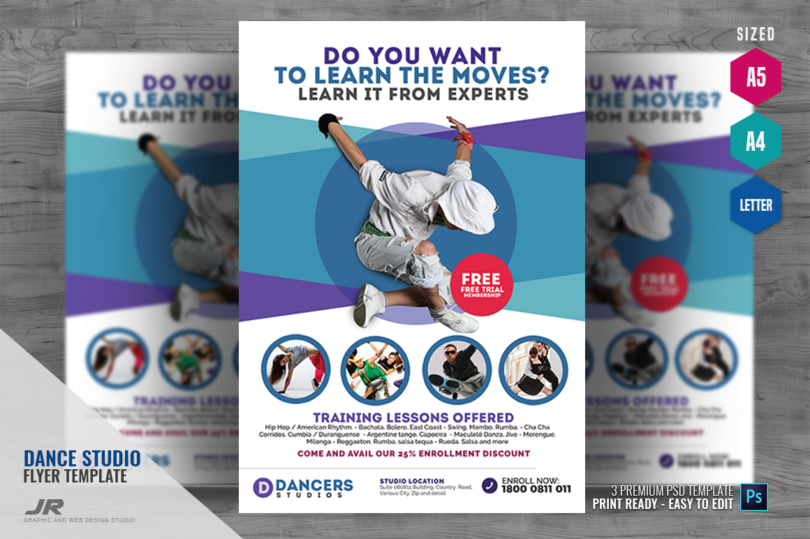 Dance Studio Campaign Flyer, a Flyer Template by PSDPixel | Creative Market