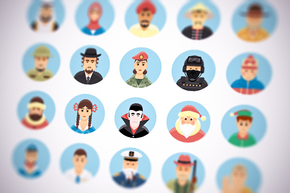Flat vector persons icons set, an Icon by painterr