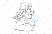 Angel Coloring page - Cute Christmas, an Illustration by RivusArt