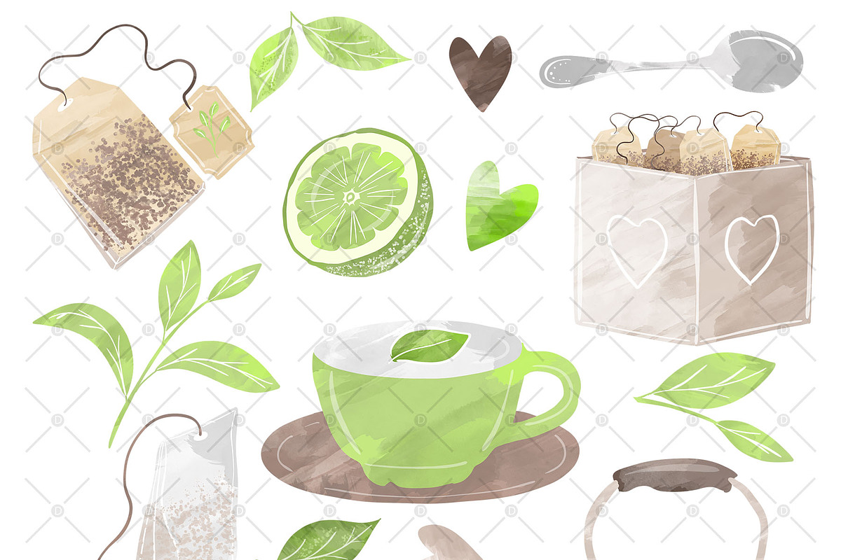 Green Tea design, a Food Illustration by designloverstudio