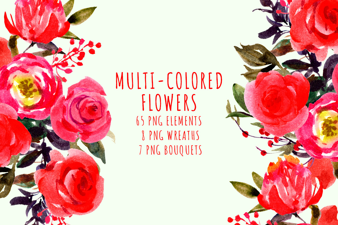 MULTI-COLORED FLOWERS | Illustrations ~ Creative Market