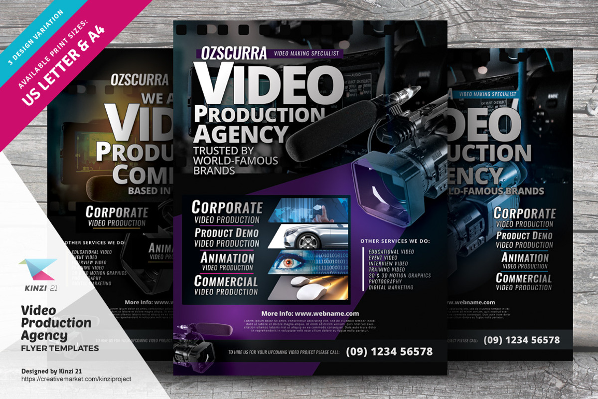 Video Production Agency Flyers, a Flyer Template by kinzi21