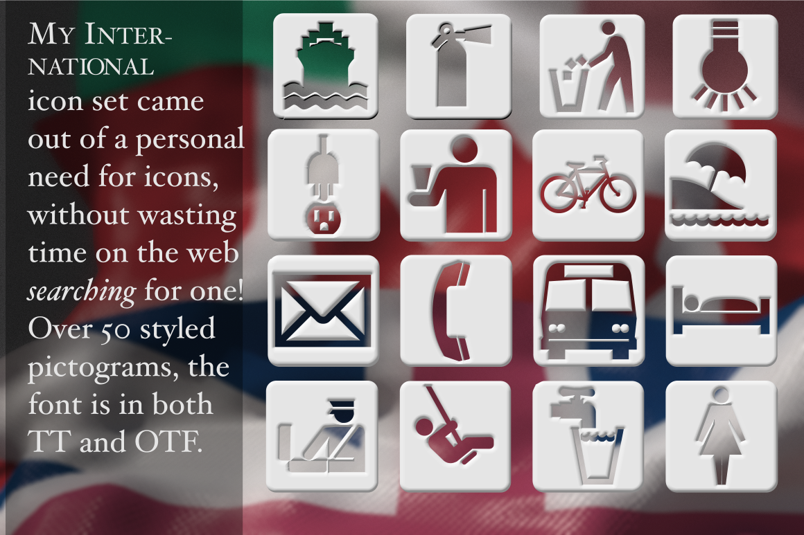 International Symbols Font, a Symbol Font by Type on Tap