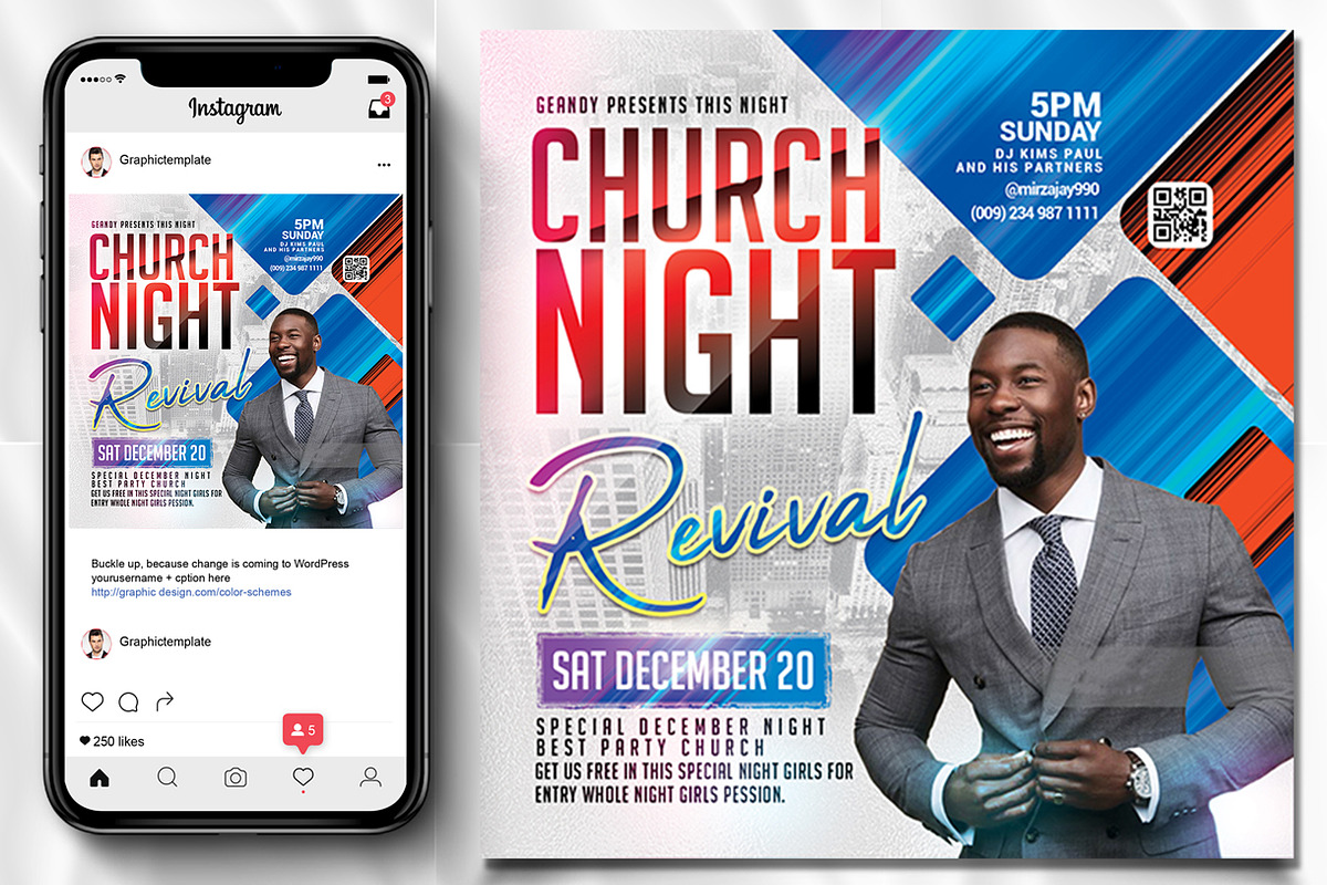 Church Revival Poster, a Flyer Template by Psd Templates | Creative Market