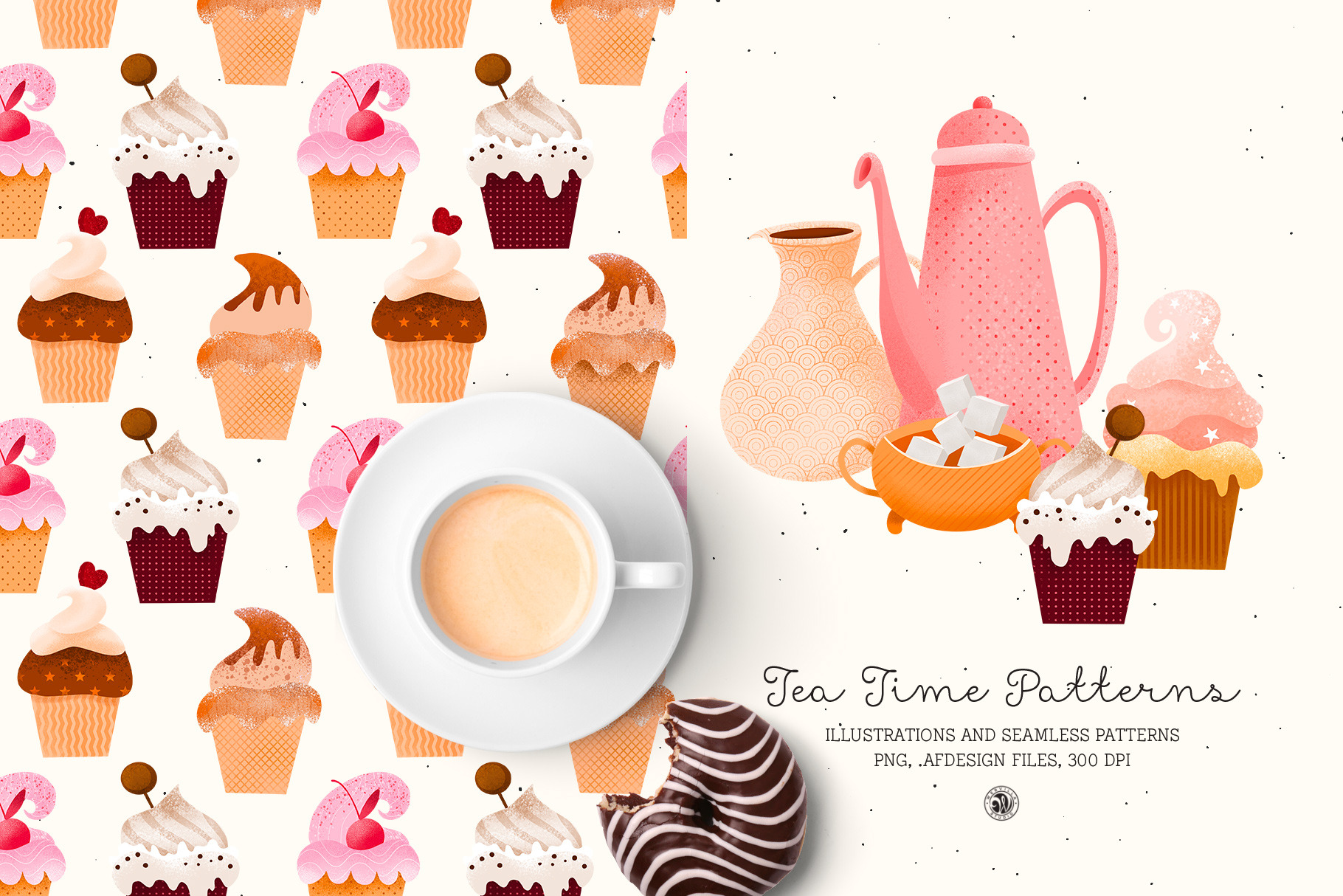 Tea Time Patterns, a Pattern Graphic by Bloomart Studio