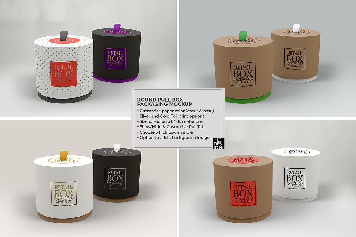 Round Pull Box Packaging Mockup, a Packaging Mockup by INCDesign