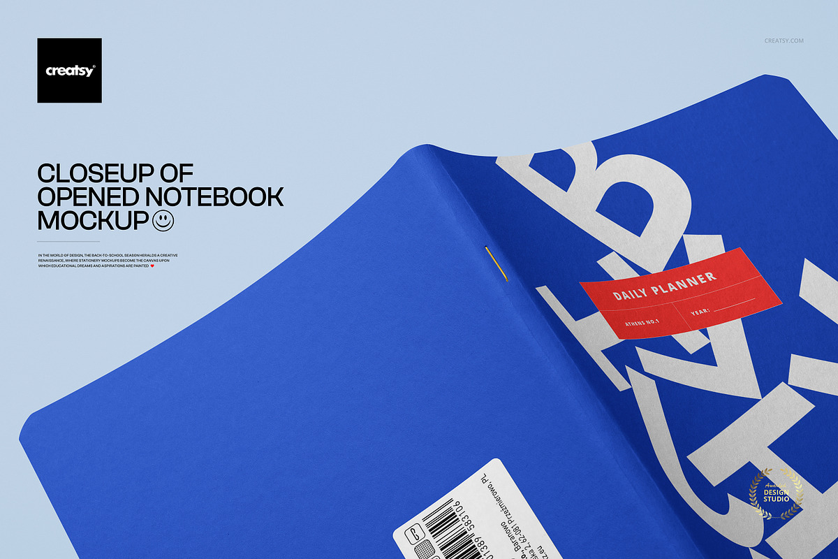 Closeup of Opened Notebook Mockup, a Merchandise Mockup by creatsy5