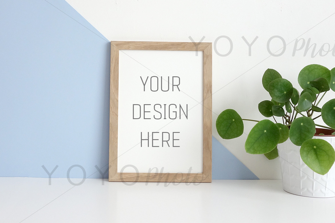 Frame Mockup A4 - Blue and White, a Print Template by YOYO Photo