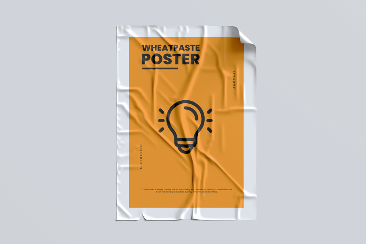 Wheatpaste Poster Mockup A3, a Print Template by AlkStudio