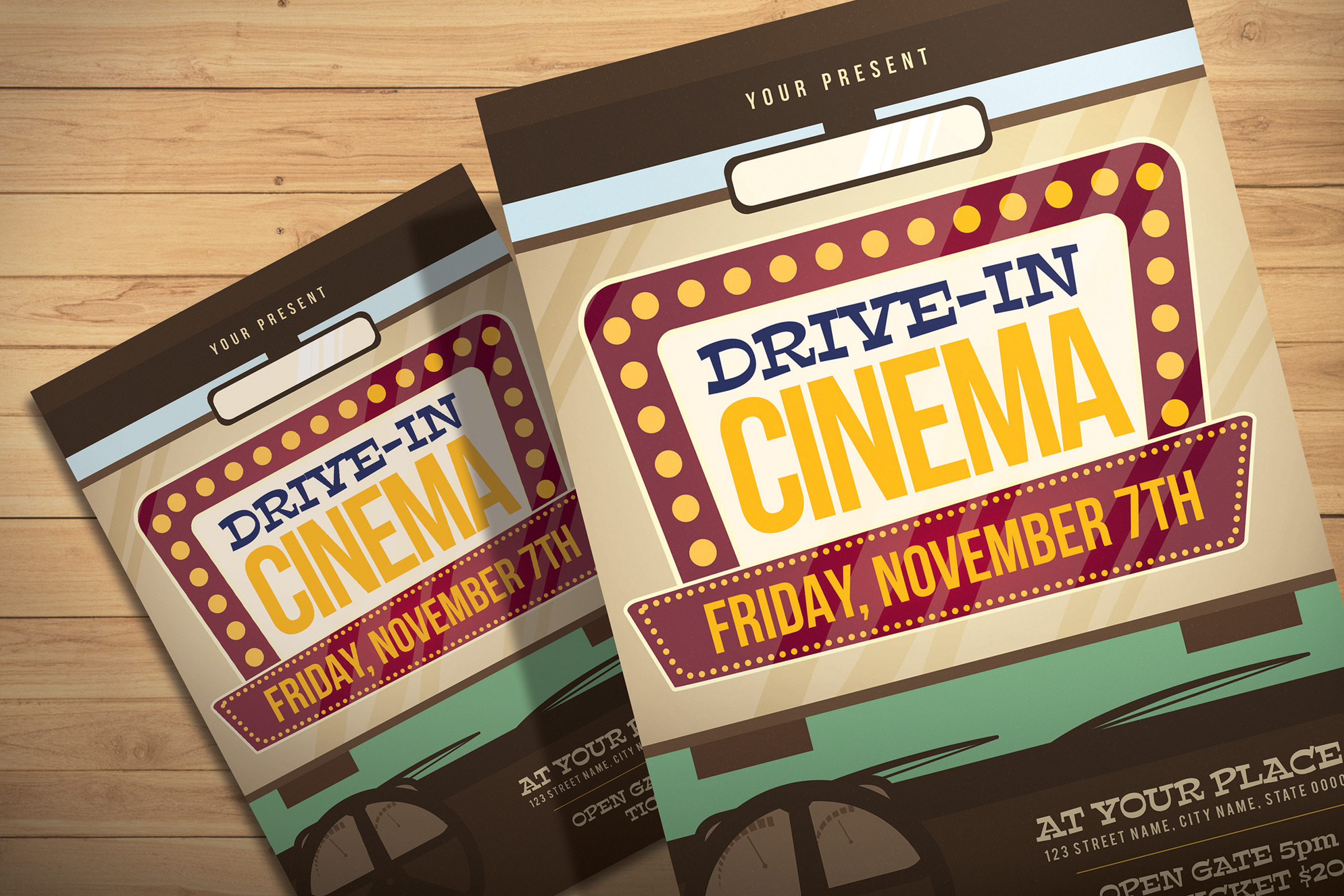Drive In Cinema - Flyer Template, a Flyer Template by SlideFactory