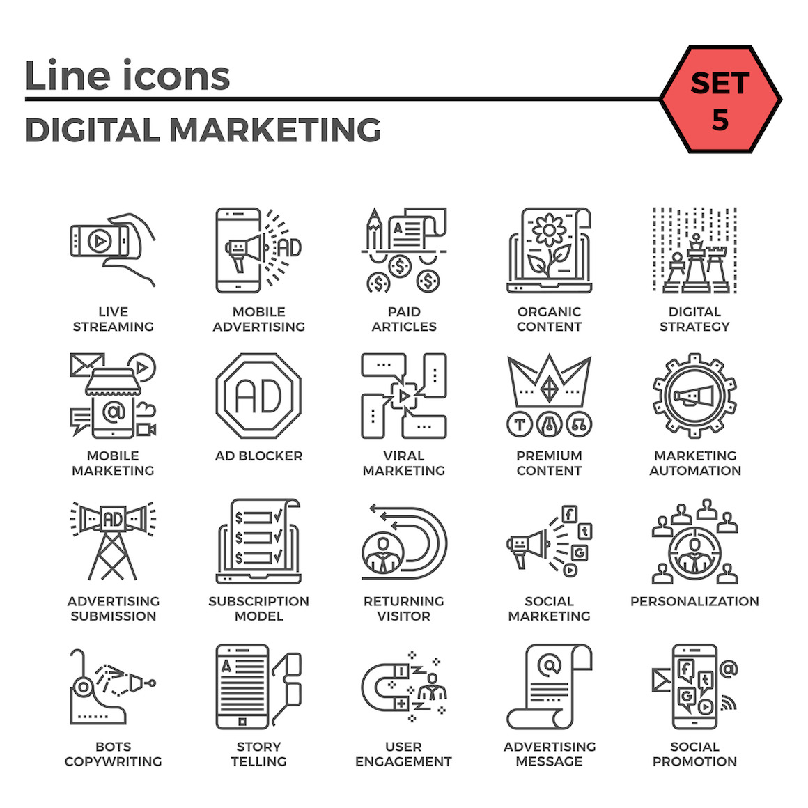 Digital Marketing Thin Line Icons., an Outline Icon by Oleksii