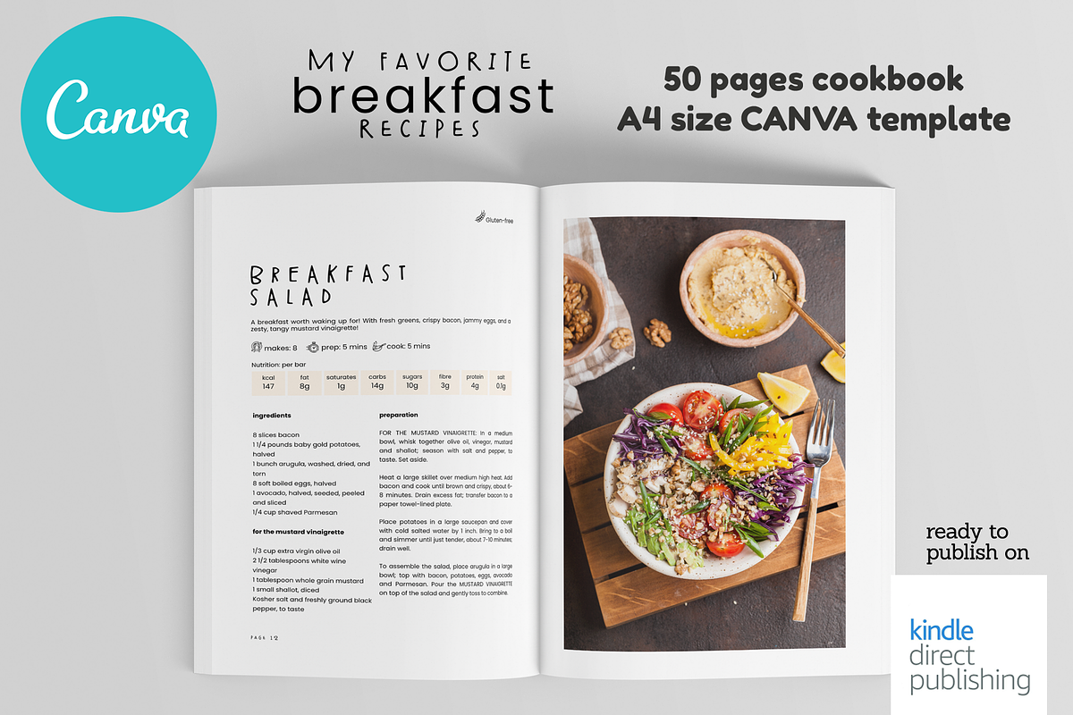 Canva Breakfast A4 Cookbook Template, a Magazine Template by DeLaGranSiete