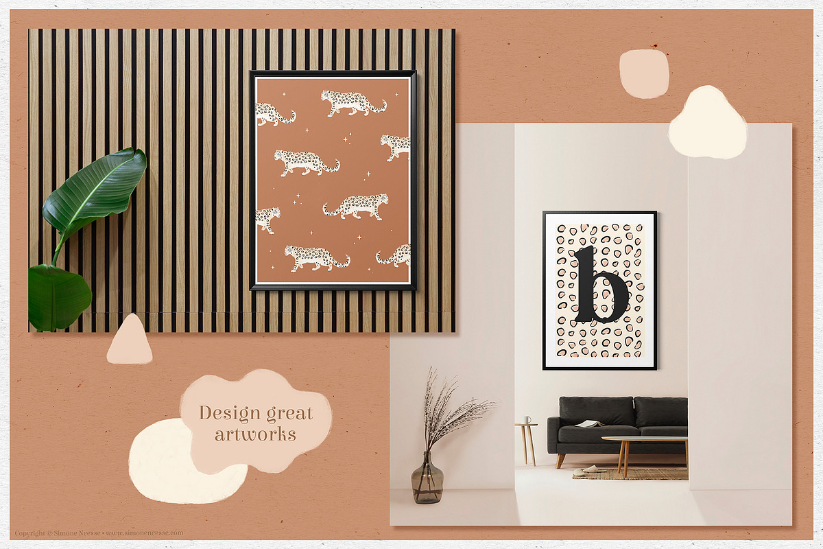 Snow Leopard, Abstracts, Earthy Colors