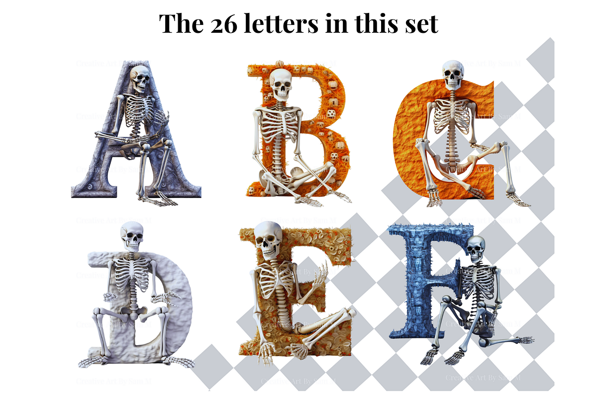 Halloween Skeleton Alphabet Letters, a Decorative Illustration by ...