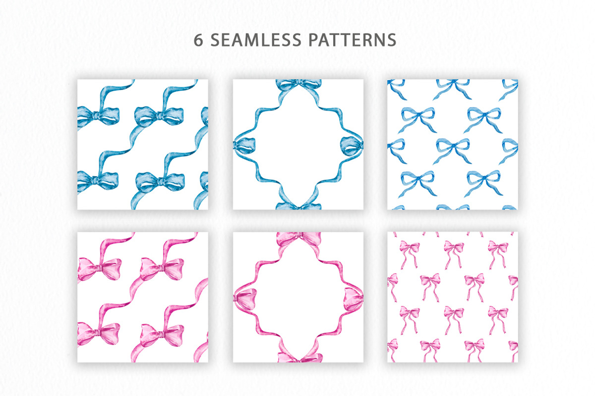 Watercolor Ribbon Bow Frames Clipart, a Graphic by SvetaArtStore