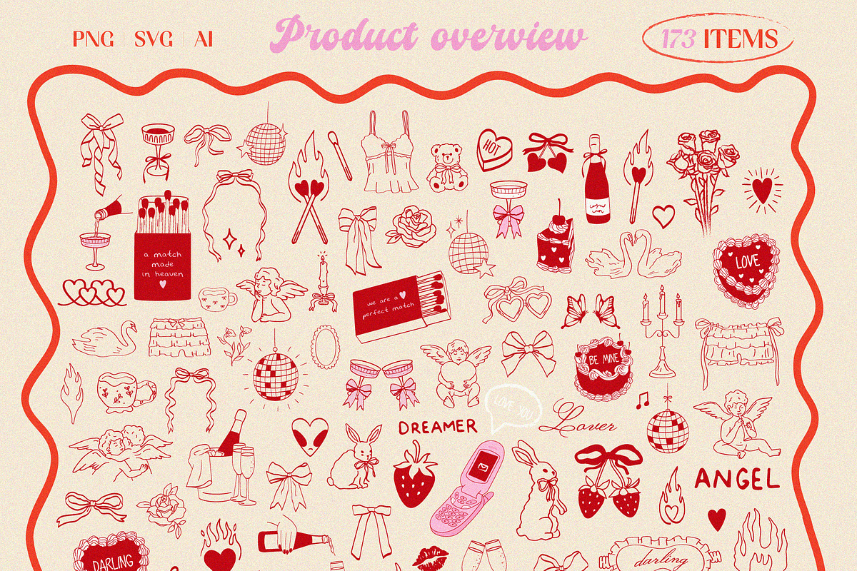 Perfect Match hand drawn doodle set, a Seasonal Illustration by yabluko ...