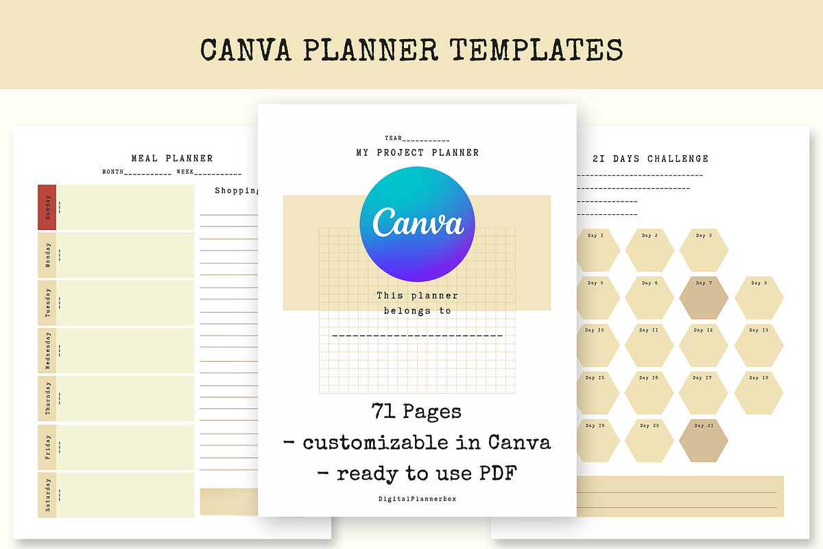 Editable Canva Planner Template, a Templates & Theme by Nursery Art