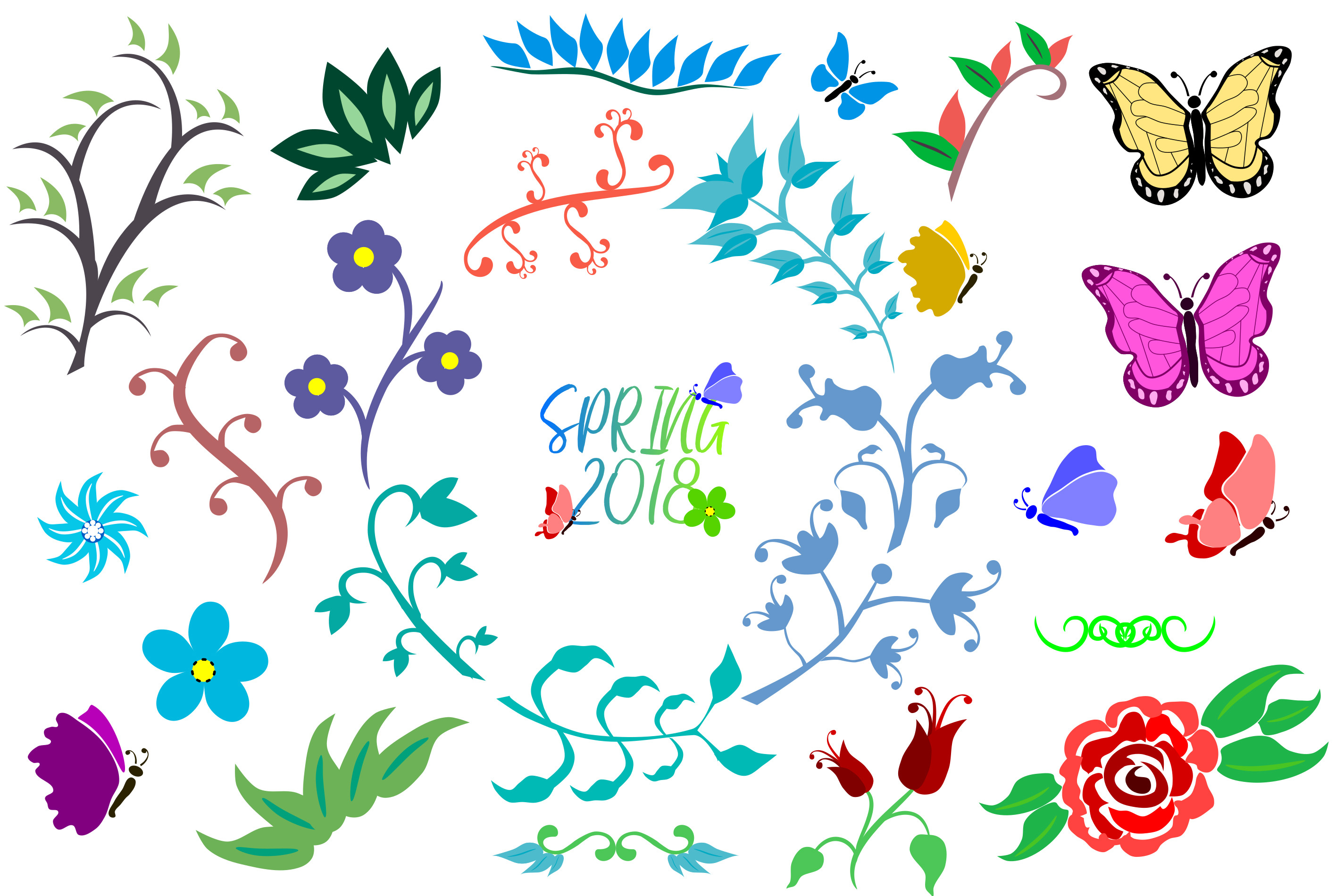 Set SVG Flowers, a Decorative Illustration by DesignsStore