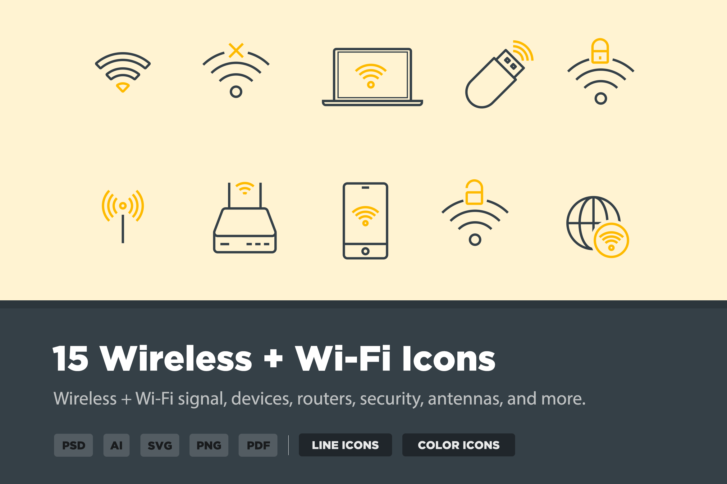 15 Wireless + Wi-Fi Icons, an Icon by Creative VIP