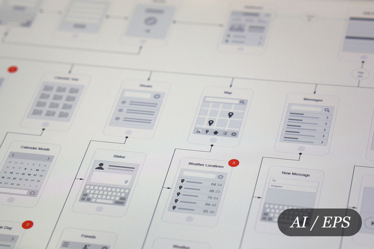 Mobile App Visual Flowchart AI, an iPhone Mockup by UX Kits