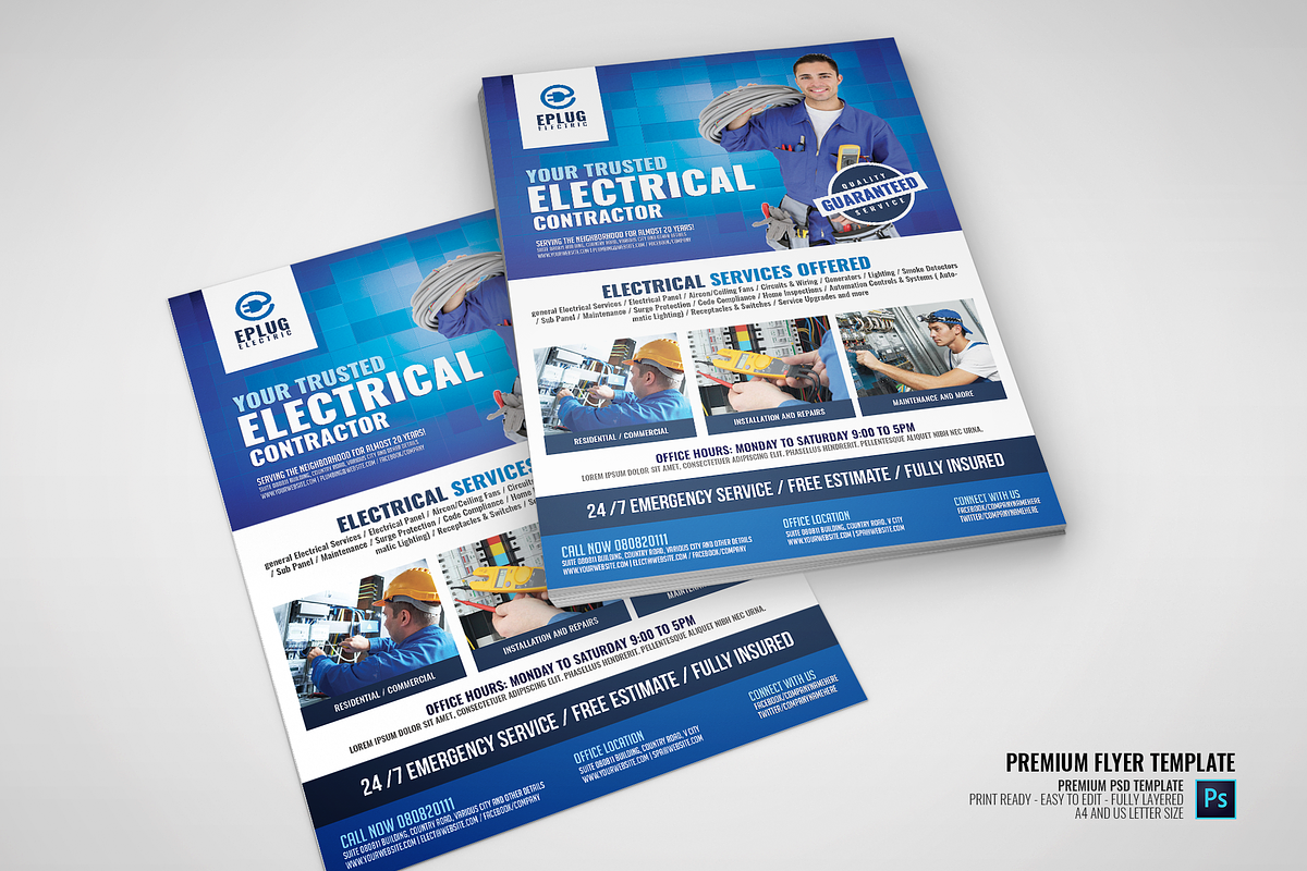 Electrical Company Promotional Flyer, a Flyer Template by PSDPixel