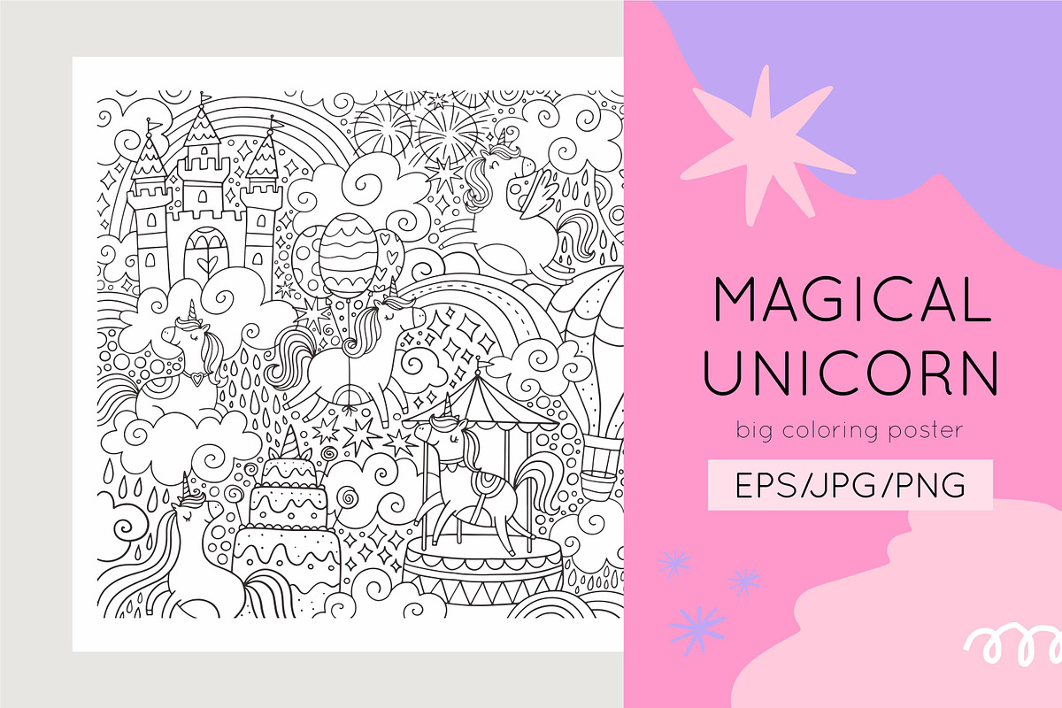 Coloring page BUNDLE. 10 big posters