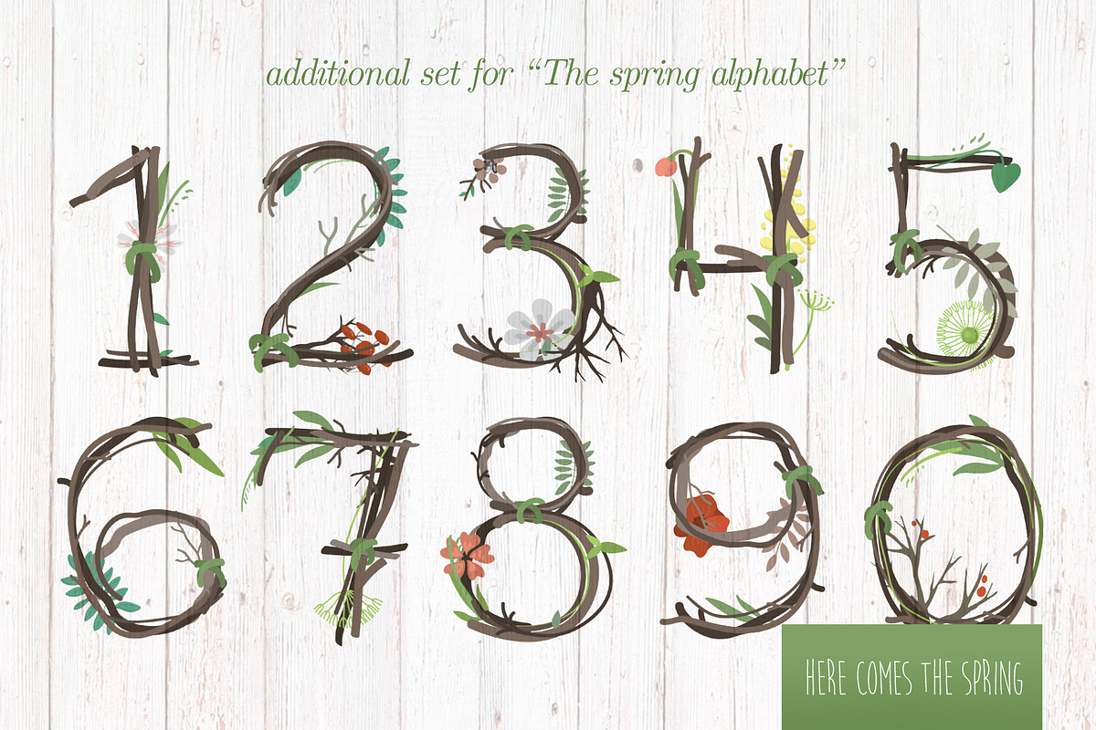 'Spring lettering' numbers, a Decorative Illustration by Cheeba Ribba ...