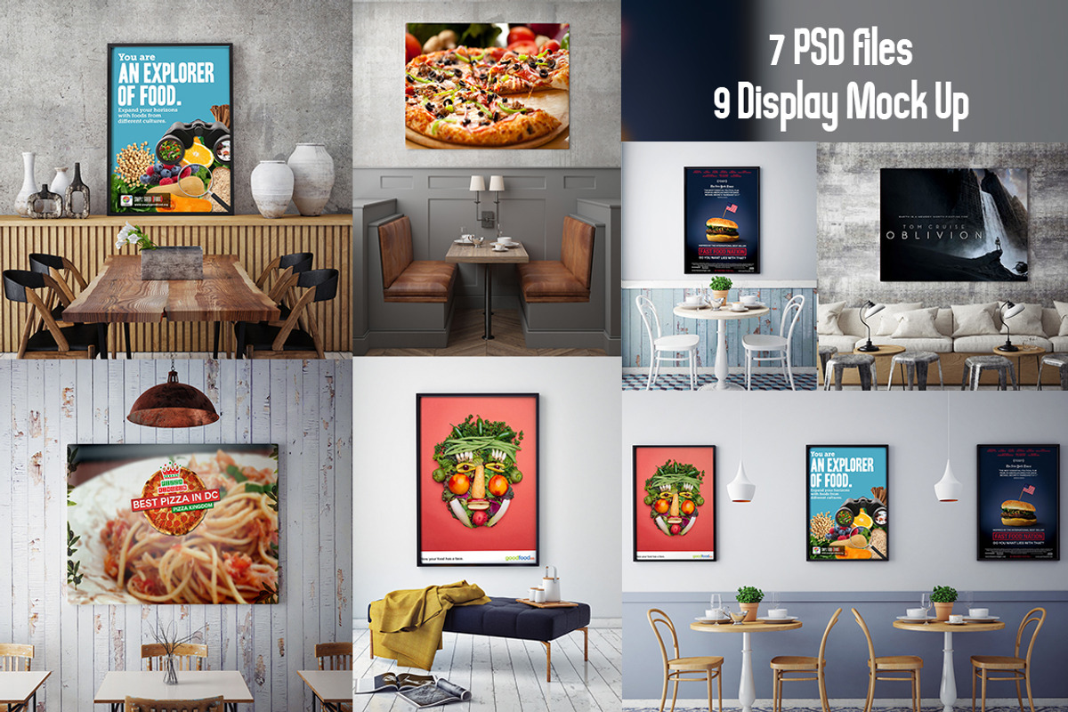 Mini Cafe Poster Mockup, a Print Template by Pixel Place
