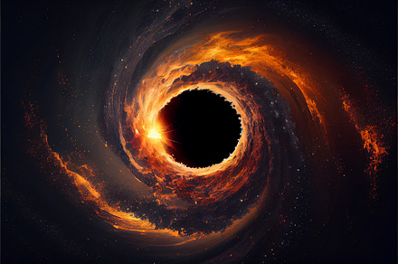 full sun eclipse, red galaxy in space., an Illustration by Olyryk & Aglo