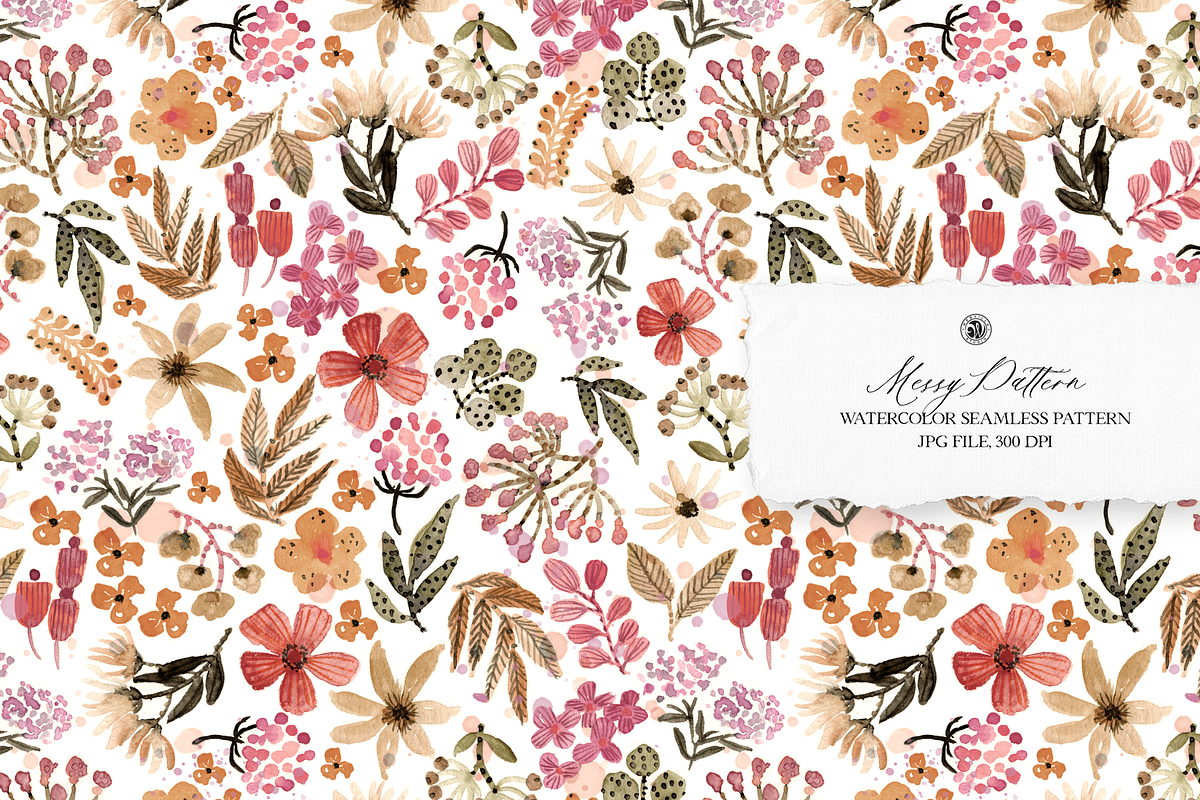 Messy Watercolor Pattern, a Pattern Graphic by Webvilla Studio