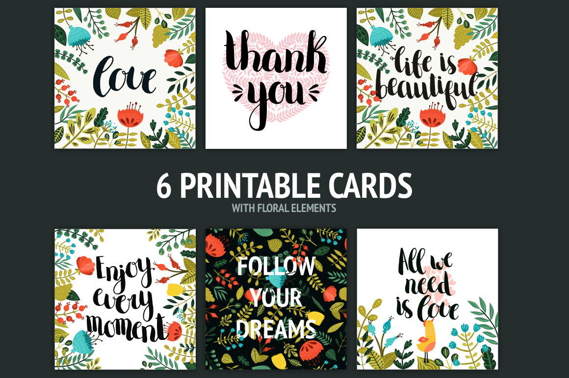 6 Printable cards, a Decorative Illustration by tatiletters