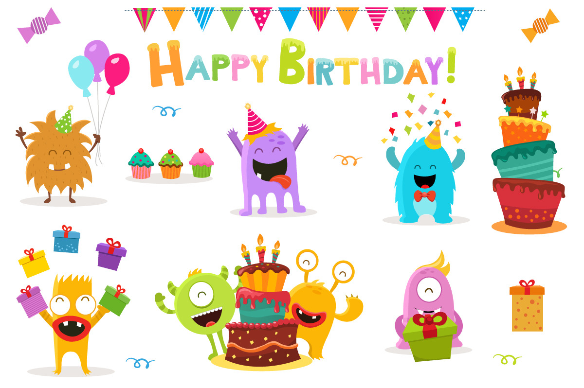 Birthday Monsters Set Vol.2, a Decorative Illustration by pinipin