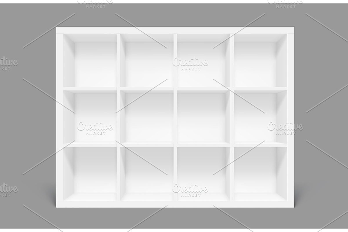 White empty bookshelf, an Object Illustration by Vector Tradition