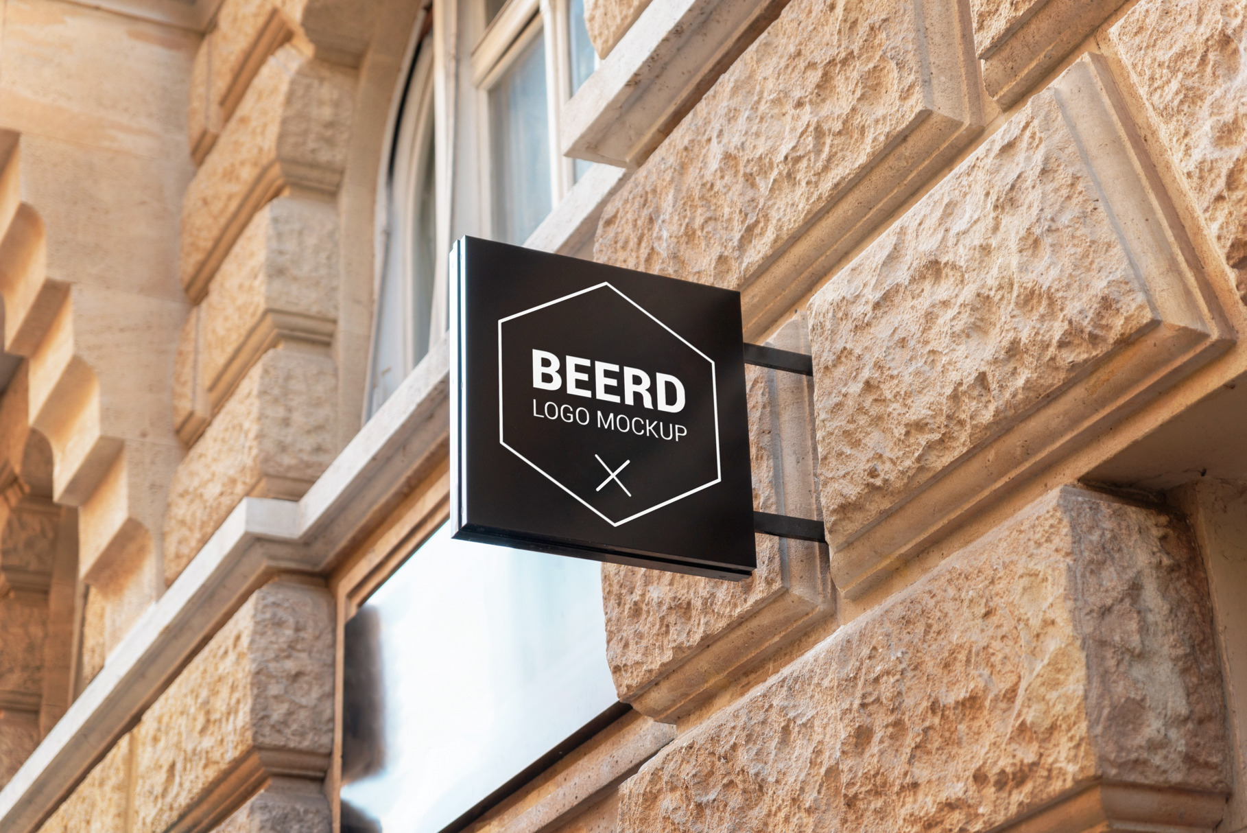 Black square sign logo mockup, an Advertising Mockup by RSplaneta