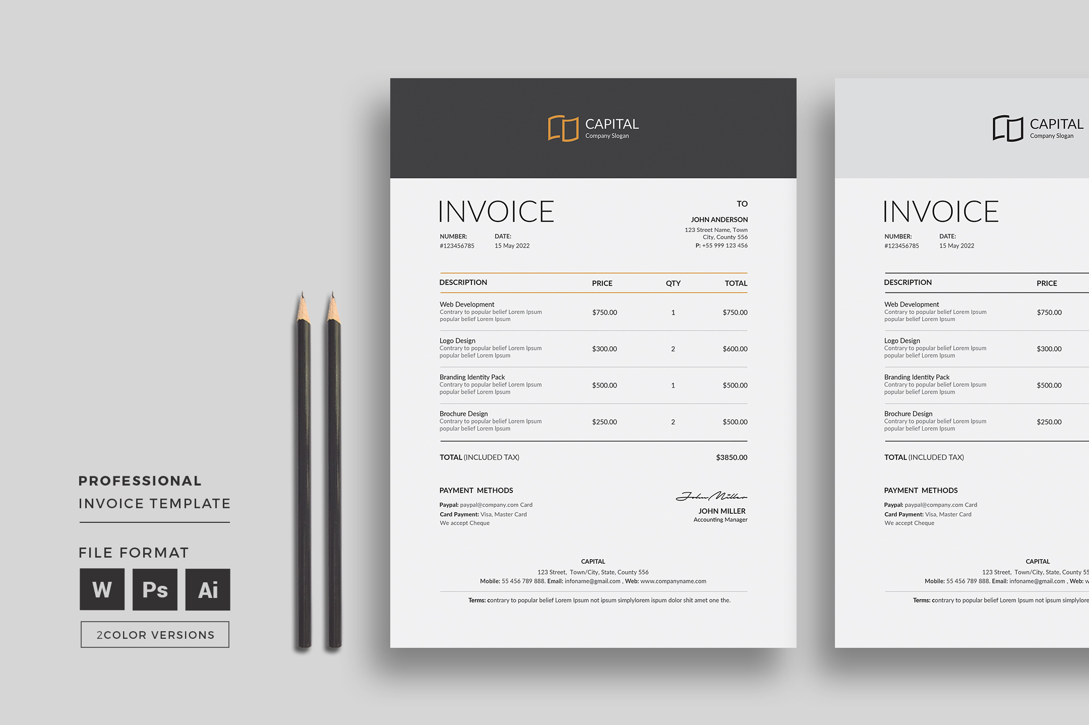 Invoice, a Resume Template by Designs Bird
