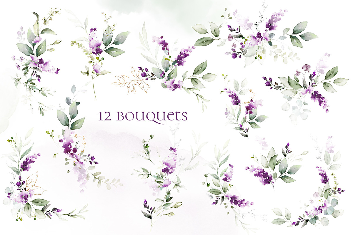 Watercolor Lavender Wedding flowers, a Decorative Illustration by Lisima